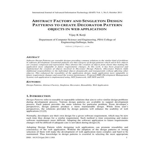 Abstract Factory And Singleton Design Patterns To Create Decorator Pattern Objects In Web