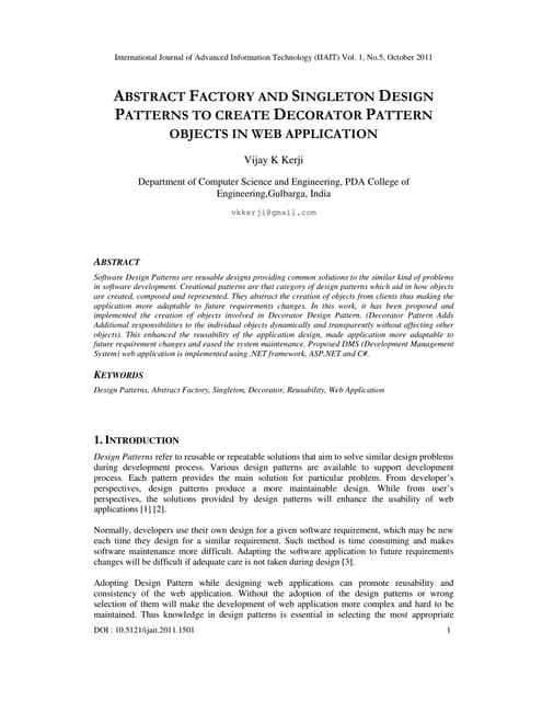 Abstract Factory And Singleton Design Patterns To Create Decorator Pattern Objects In Web
