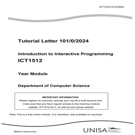 Introduction to Interactive Programming ICT1512 | PDF