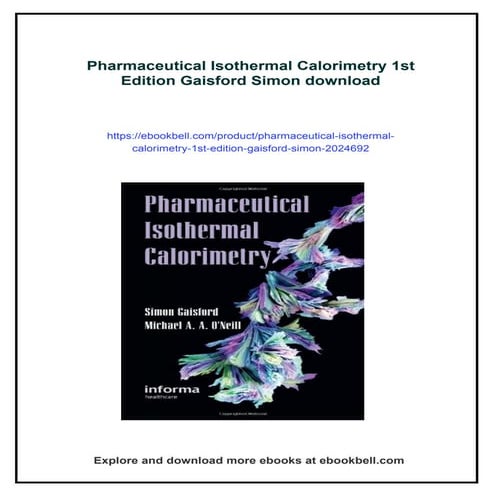 Pharmaceutical Isothermal Calorimetry 1st Edition Gaisford Simon | PDF