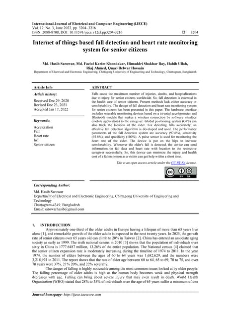 Fall detection and prevention among elderly persons. | PPTX