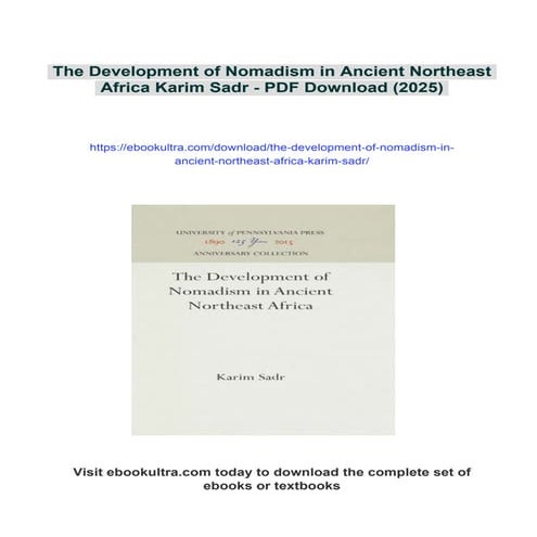 The Development of Nomadism in Ancient Northeast Africa Karim Sadr | PDF