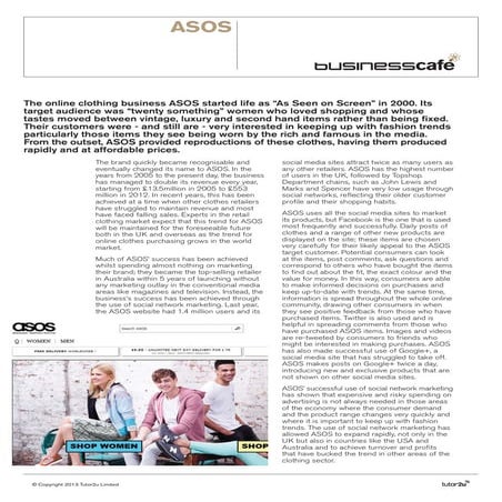 Business Cafe - The Retail Model of ASOS | PDF