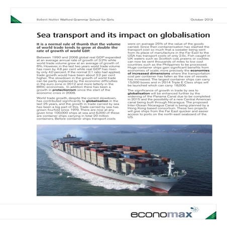 econoMAX - Sea transport and its impact on globalisation | PDF