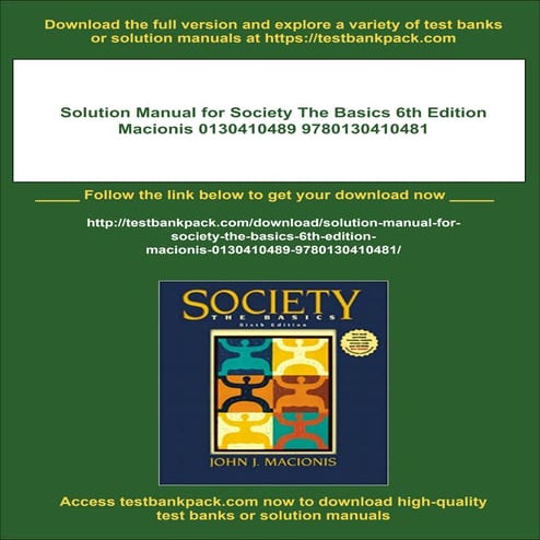 Solution Manual for Society The Basics 6th Edition Macionis 0130410489 ...