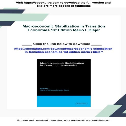 Macroeconomic Stabilization in Transition Economies 1st Edition Mario I ...