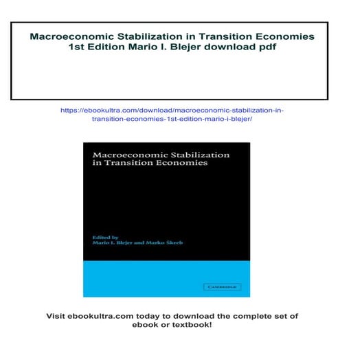 Macroeconomic Stabilization in Transition Economies 1st Edition Mario I ...