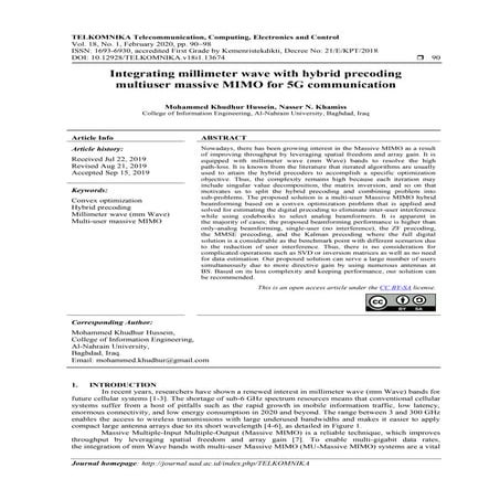Integrating millimeter wave with hybrid precoding multiuser massive ...