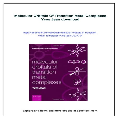 Molecular Orbitals Of Transition Metal Complexes Yves Jean | PDF