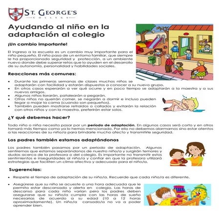 St. Georges College - Ayudando al niño en la adaptación al colegio | PDF