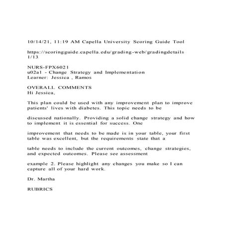 101421, 1119 AM Capella University Scoring Guide Toolht | DOCX