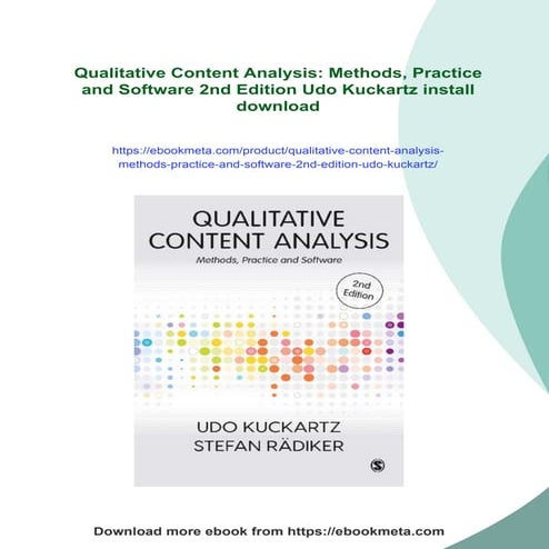 Qualitative Content Analysis: Methods, Practice and Software 2nd Edition Udo Kuckartz | PDF