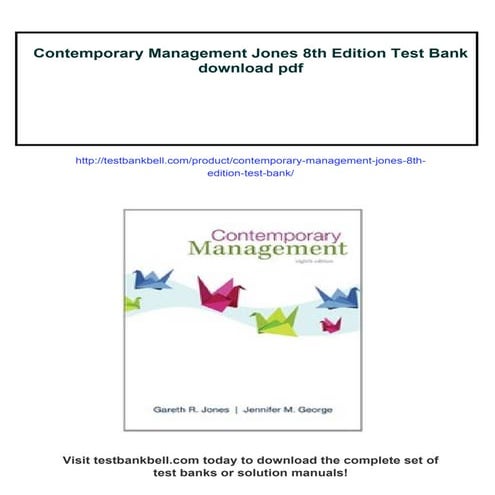 Contemporary Management Jones 8th Edition Test Bank | PDF