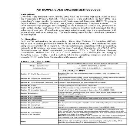 AIR SAMPLING ANALYSIS AND METHODOLOGY | PDF