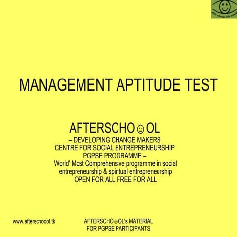 MANAGEMENT APTITUDE TEST 19 NOVEMBER | PPT