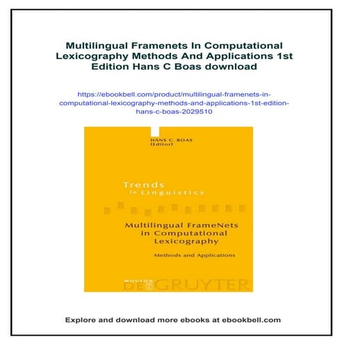 Multilingual Framenets In Computational Lexicography Methods And ...