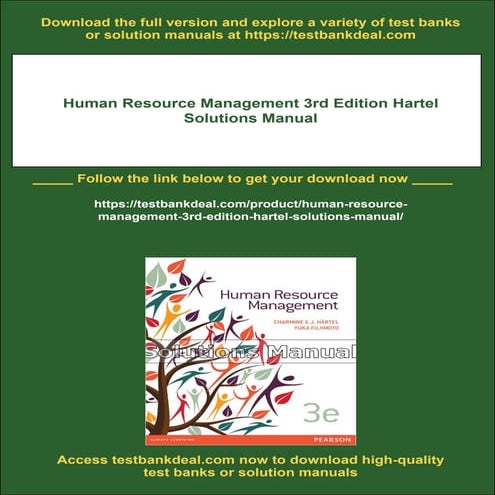 Human Resource Management 3rd Edition Hartel Solutions Manual | PDF