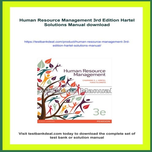 Human Resource Management 3rd Edition Hartel Solutions Manual | PDF