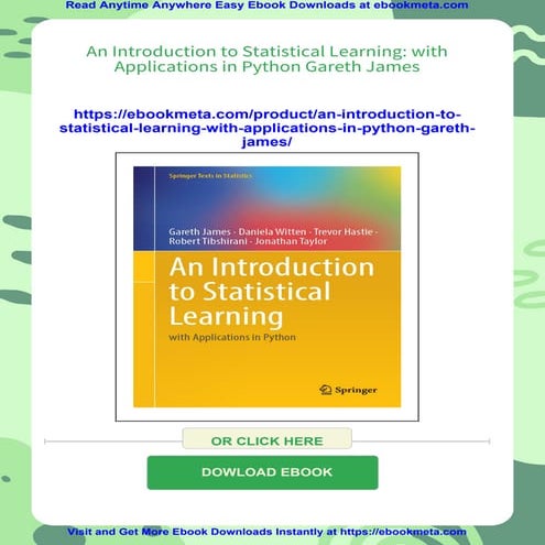 An Introduction To Statistical Learning With Applications In Python Gareth James Pdf