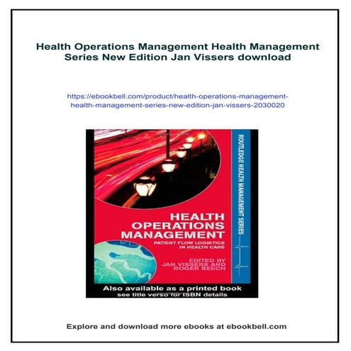 Health Operations Management Health Management Series New Edition Jan ...
