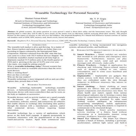 Wearable Technology for Personal Security | PDF