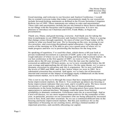 home depot Transcript | PDF