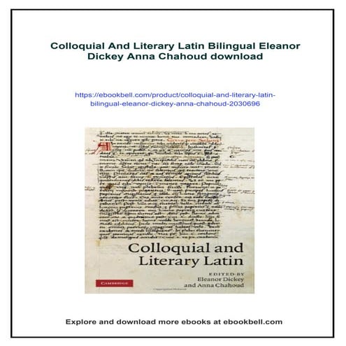 Colloquial And Literary Latin Bilingual Eleanor Dickey Anna Chahoud | PDF