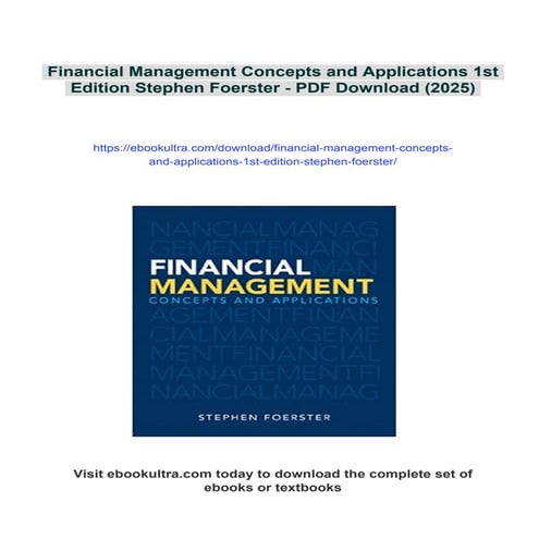 Financial Management Concepts and Applications 1st Edition Stephen ...