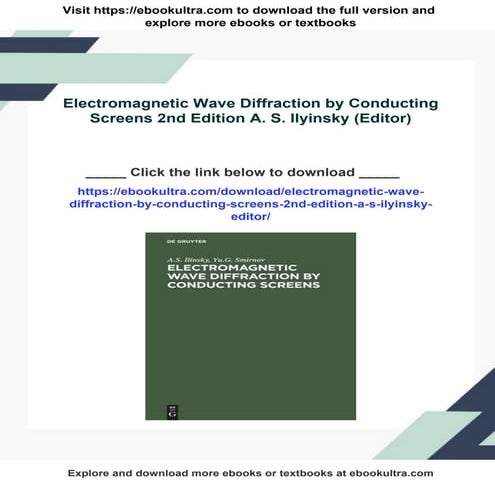 Electromagnetic Wave Diffraction by Conducting Screens 2nd Edition A. S. Ilyinsky (Editor) | PDF