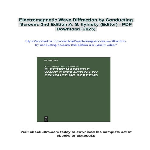 Electromagnetic Wave Diffraction by Conducting Screens 2nd Edition A. S ...