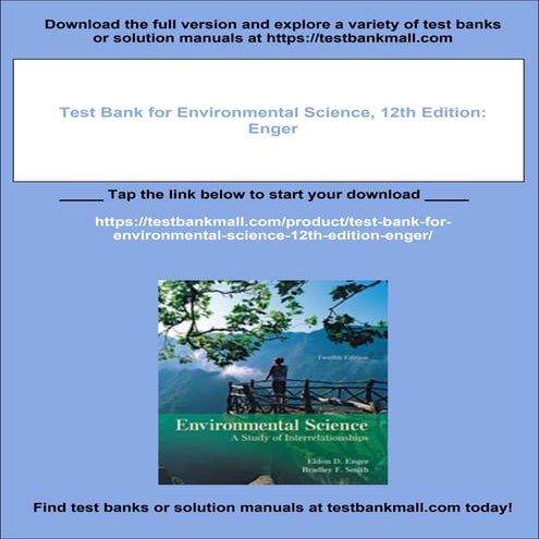 Test Bank for Environmental Science, 12th Edition: Enger | PDF