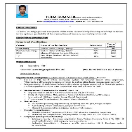 Prem Kumar -CV | PDF