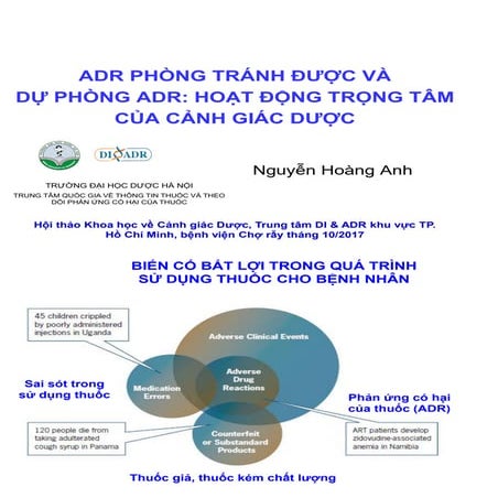 ADR PHÒNG TRÁNH ĐƯỢC VÀ DỰ PHÒNG ADR HOẠT ĐỘNG TRỌNG TÂM CỦA CẢNH GIÁC ...