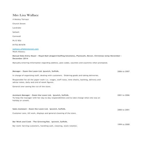 Curriculum Vitae Gerard Lane | DOC