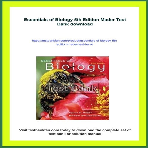 Essentials of Biology 5th Edition Mader Test Bank | PDF