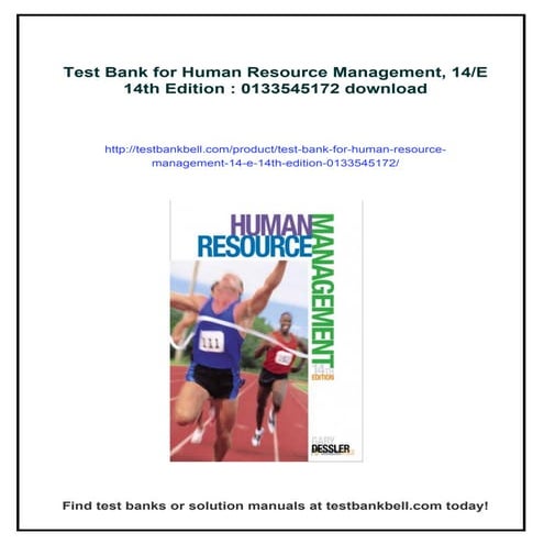 Test Bank for Human Resource Management, 14/E 14th Edition : 0133545172 ...