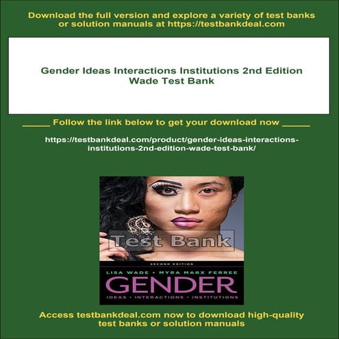 Gender Ideas Interactions Institutions 2nd Edition Wade Test Bank | PDF
