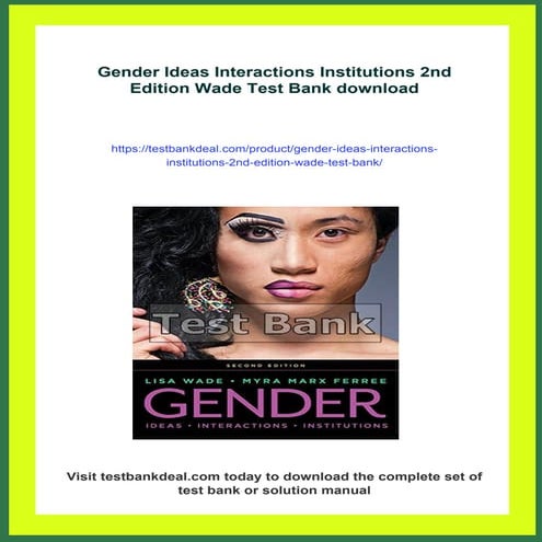Gender Ideas Interactions Institutions 2nd Edition Wade Test Bank | PDF