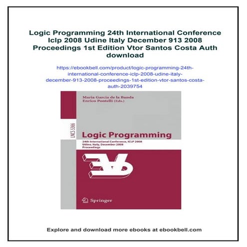 Logic Programming 24th International Conference Iclp 2008 Udine Italy ...