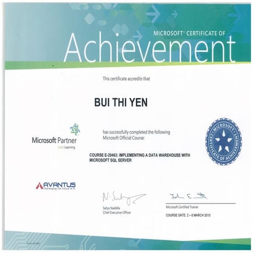 Data warehouse certificate | PDF