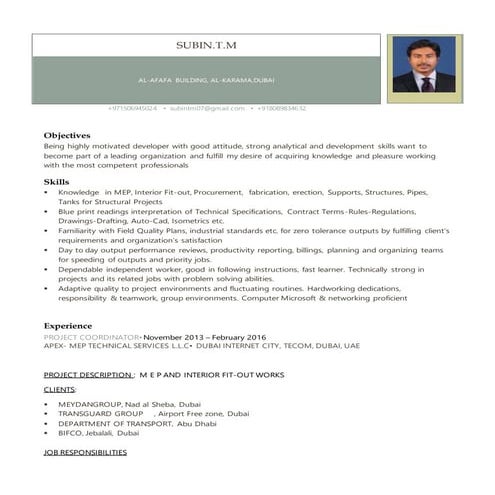 Dubai Resume_Subin.T.M | DOCX