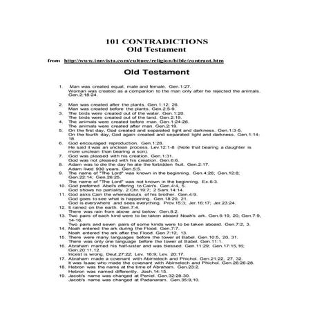 101 contradictions in the old testament of the bible | PDF