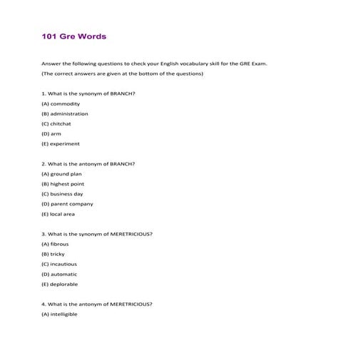 101 Gre Words | PDF