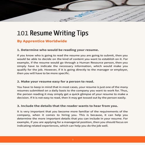 101 resume tips | PDF