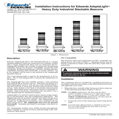 Edwards Signaling 101SINHG-G1 Installation Manual | PDF