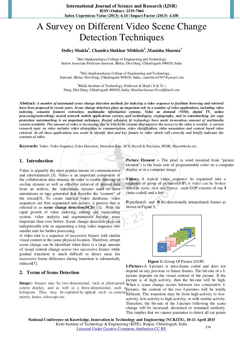 survey on Scene Detection Techniques on video