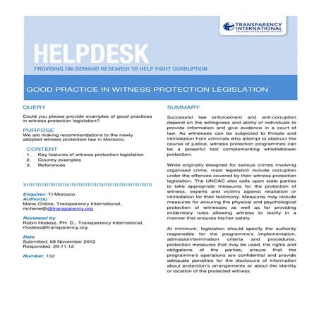 Good practice in witness protection legislation | PDF