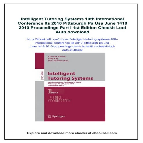 Intelligent Tutoring Systems 10th International Conference Its 2010 Pittsburgh Pa Usa June 1418 ...