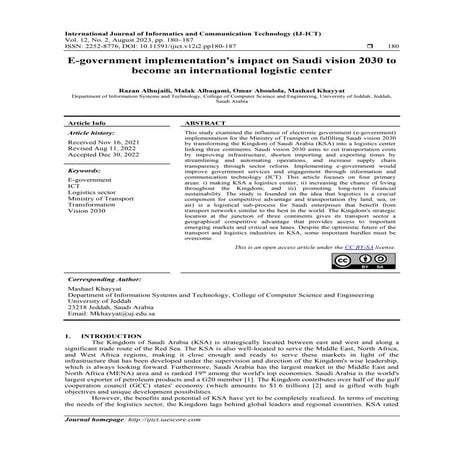 E-government implementation's impact on Saudi vision 2030 to become an ...