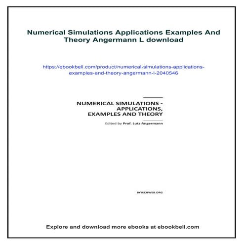 Numerical Simulations Applications Examples And Theory Angermann L | PDF